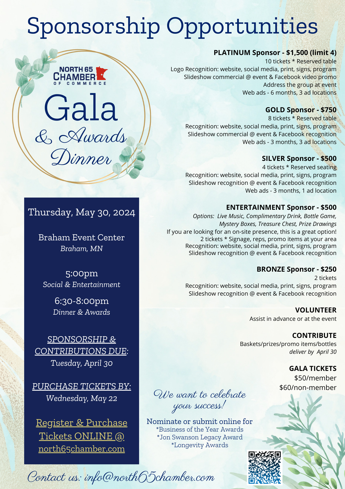 Chamber Gala and Awards - North 65 Chamber of Commerce